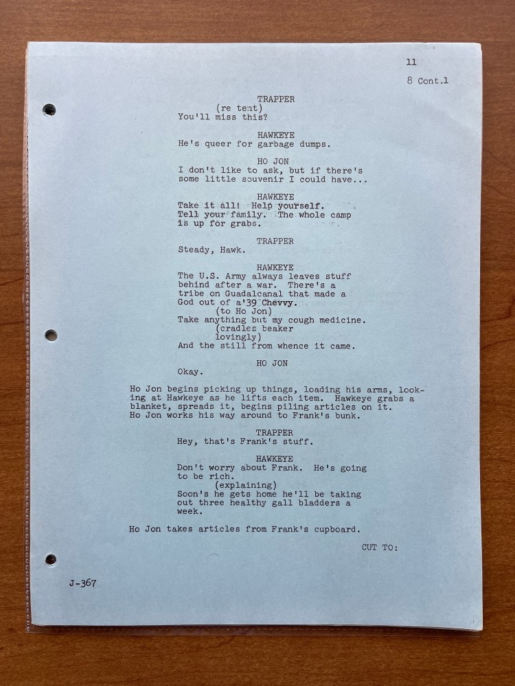 Script Spotlight 7: “Ceasefire” – The M*A*S*H Historian