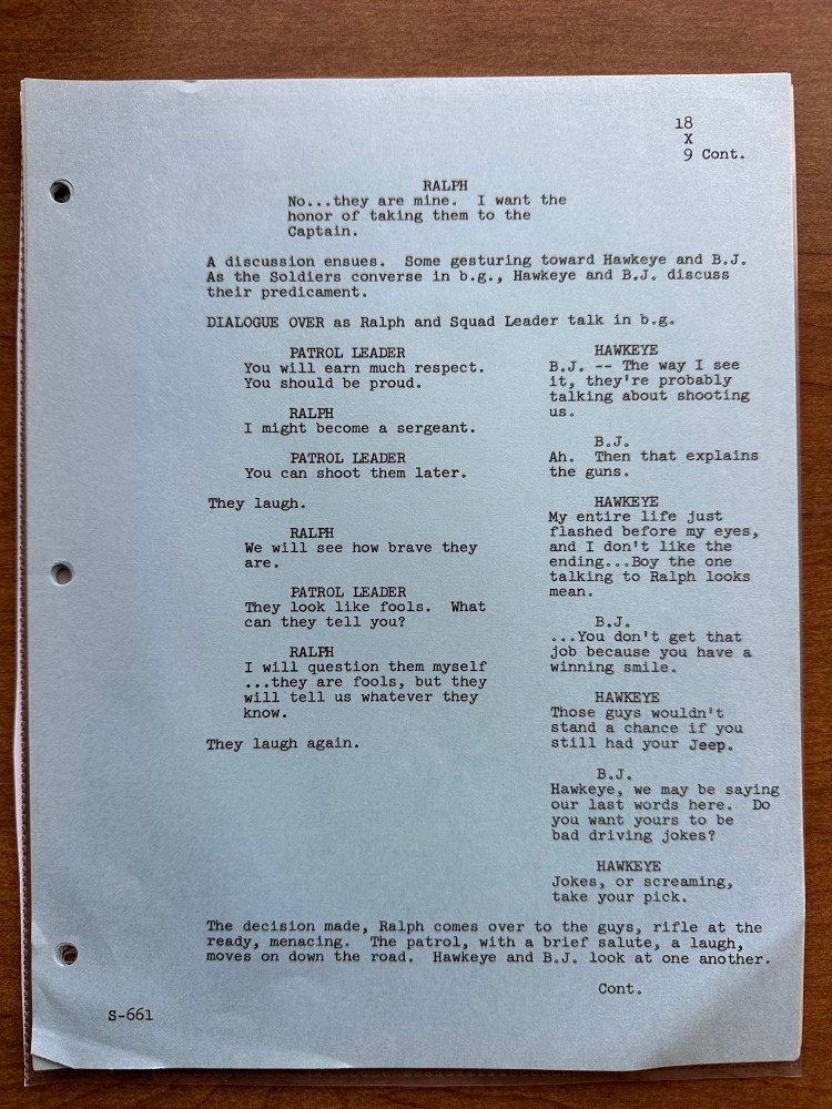 Script Spotlight 14: “The Yalu Brick Road” – The M*A*S*H Historian