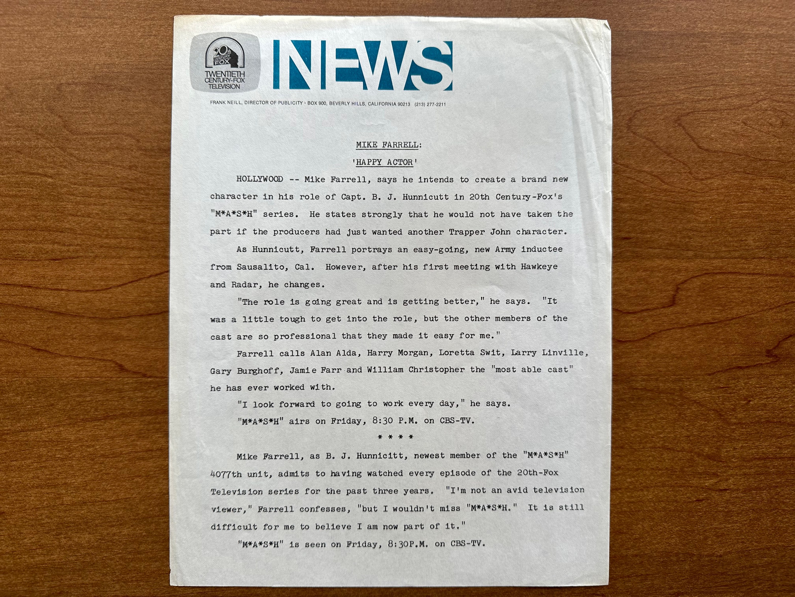 Press Pass 22: “Mike Farrell: ‘Happy Actor’” – The M*A*S*H Historian