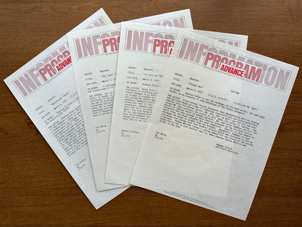 Press Pass 23: Advance Program Information (Reruns) – The M*A*S*H Historian