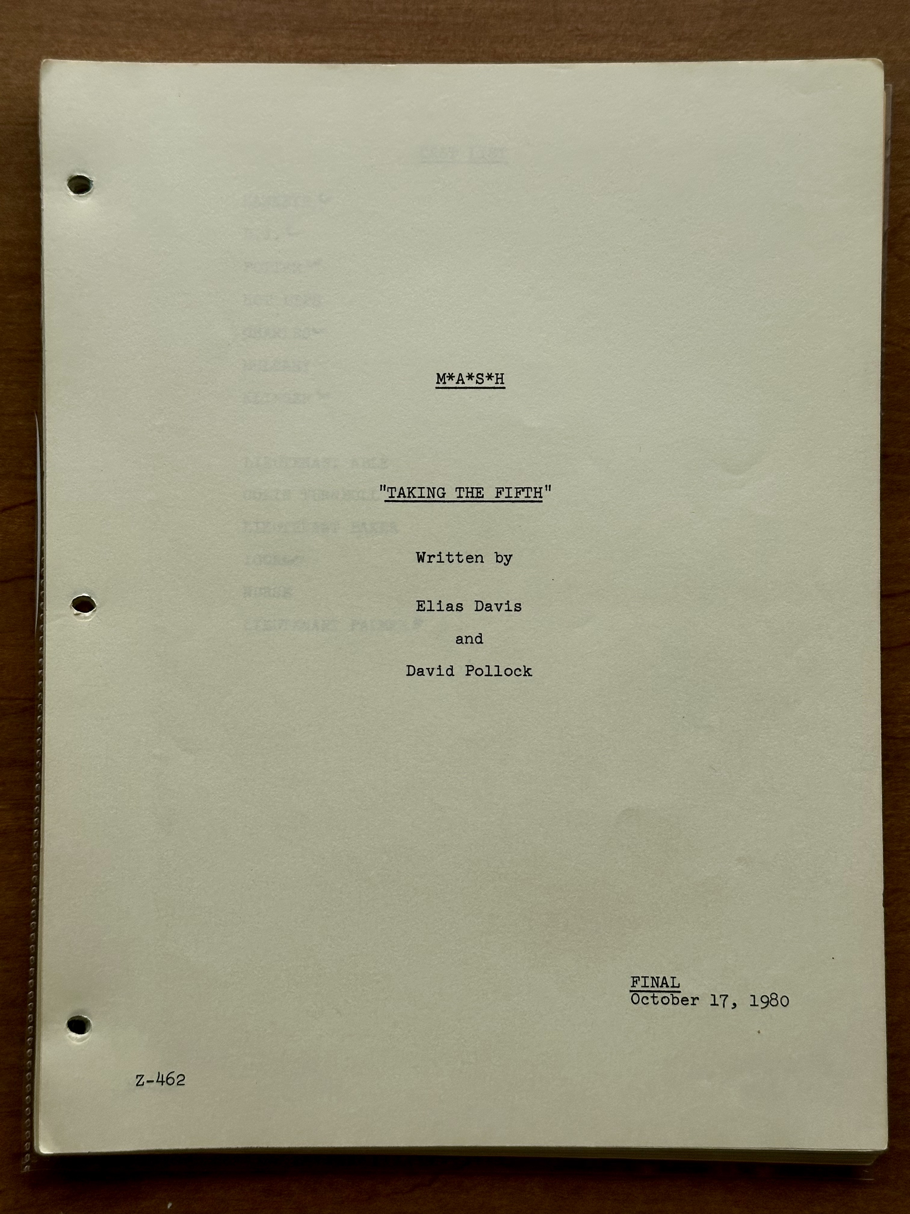 Script Spotlight 29: “Taking the Fifth” – The M*A*S*H Historian