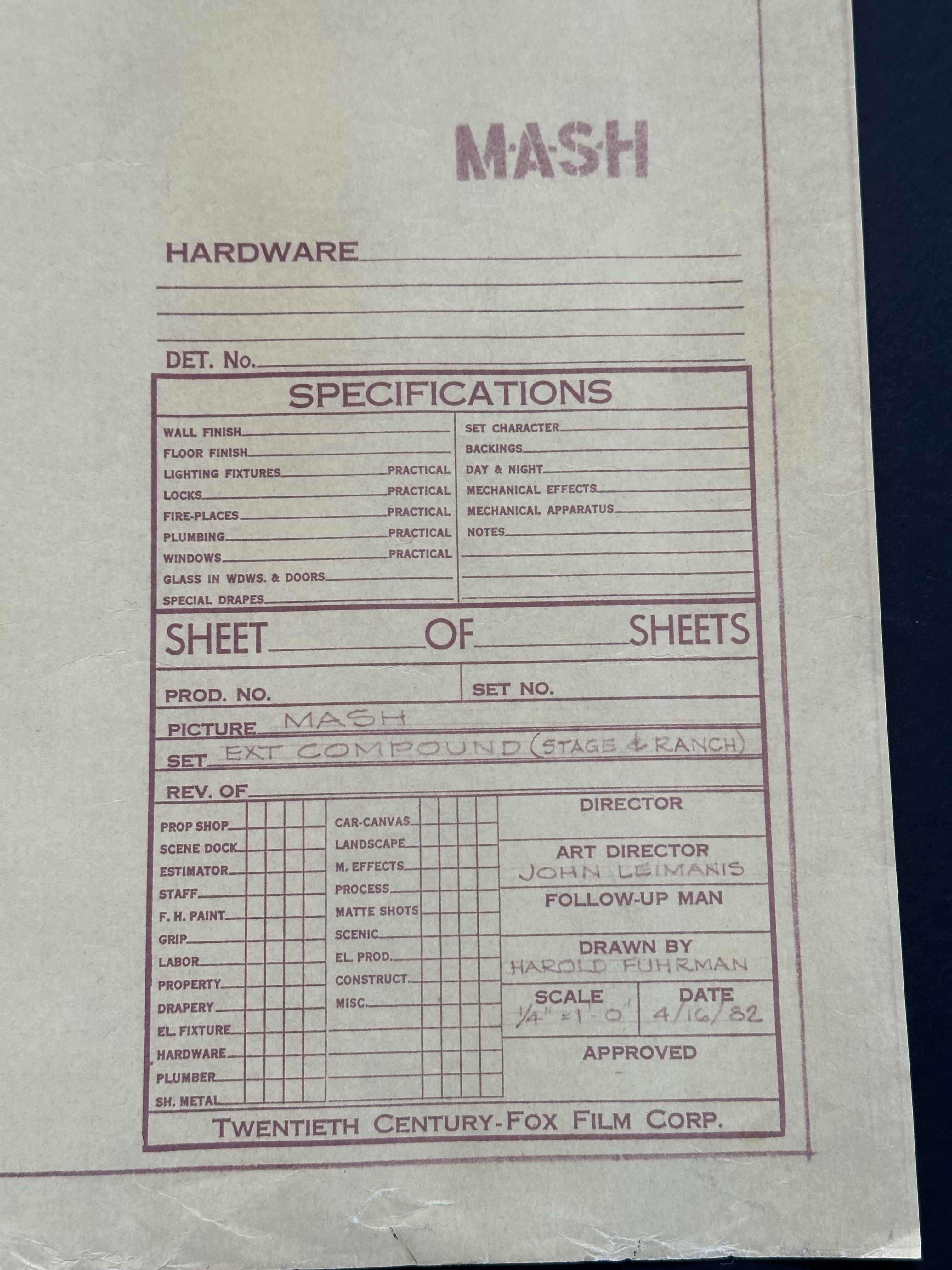 MishM*A*S*H 31: “The Swamp” Blueprints – The M*A*S*H Historian
