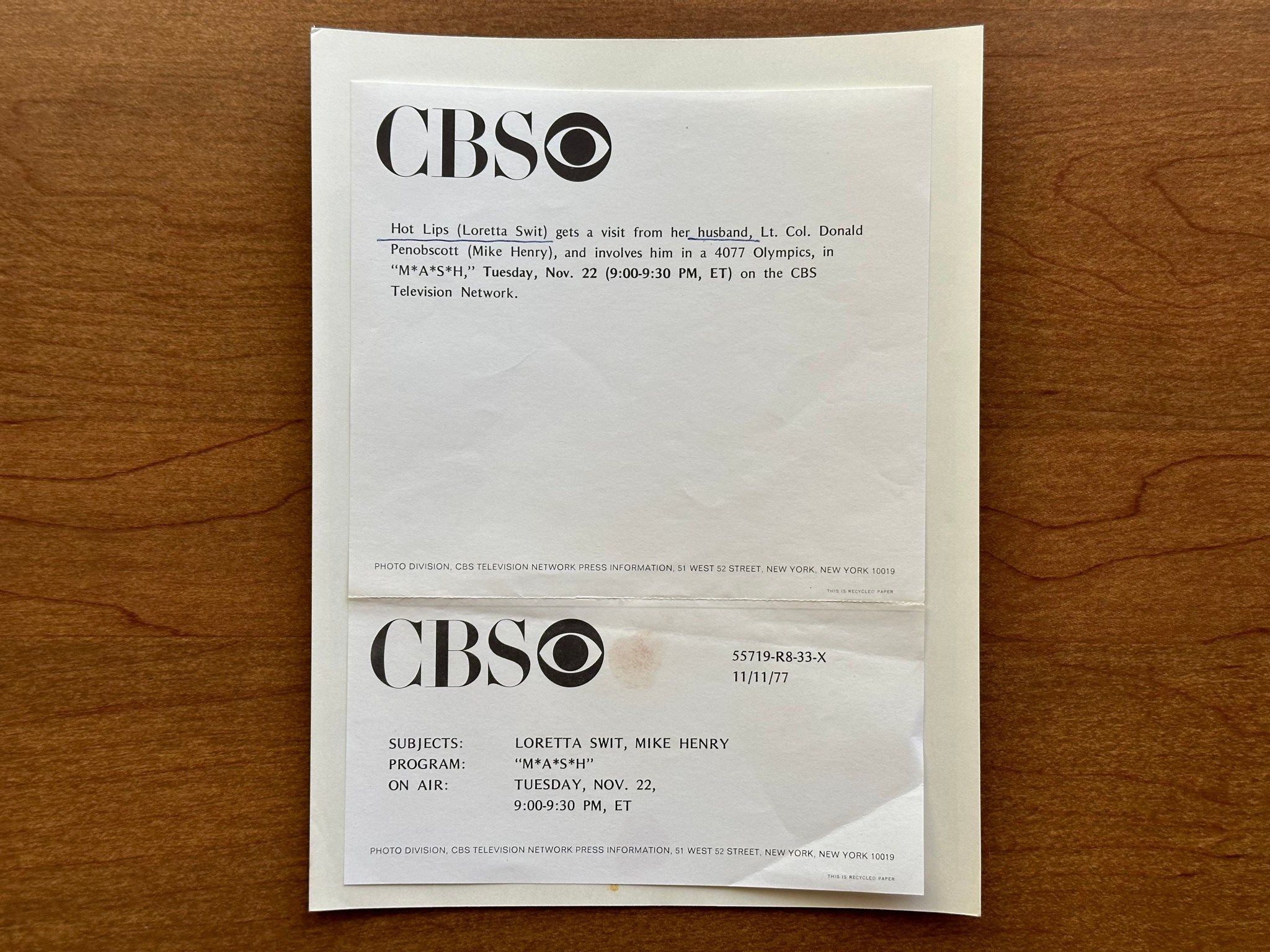 Press Pass 34: “The M*A*S*H Olympics” Press Photo – The M*A*S*H Historian