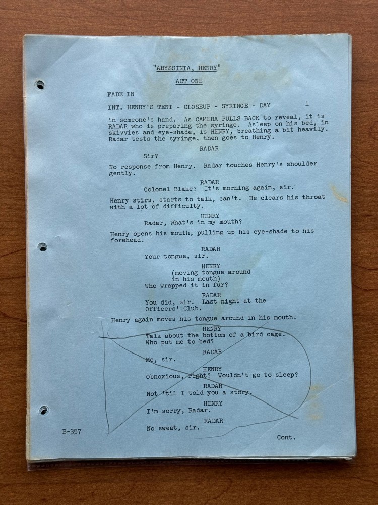 Script Spotlight 42: “Abyssinia, Henry” – The M*A*S*H Historian