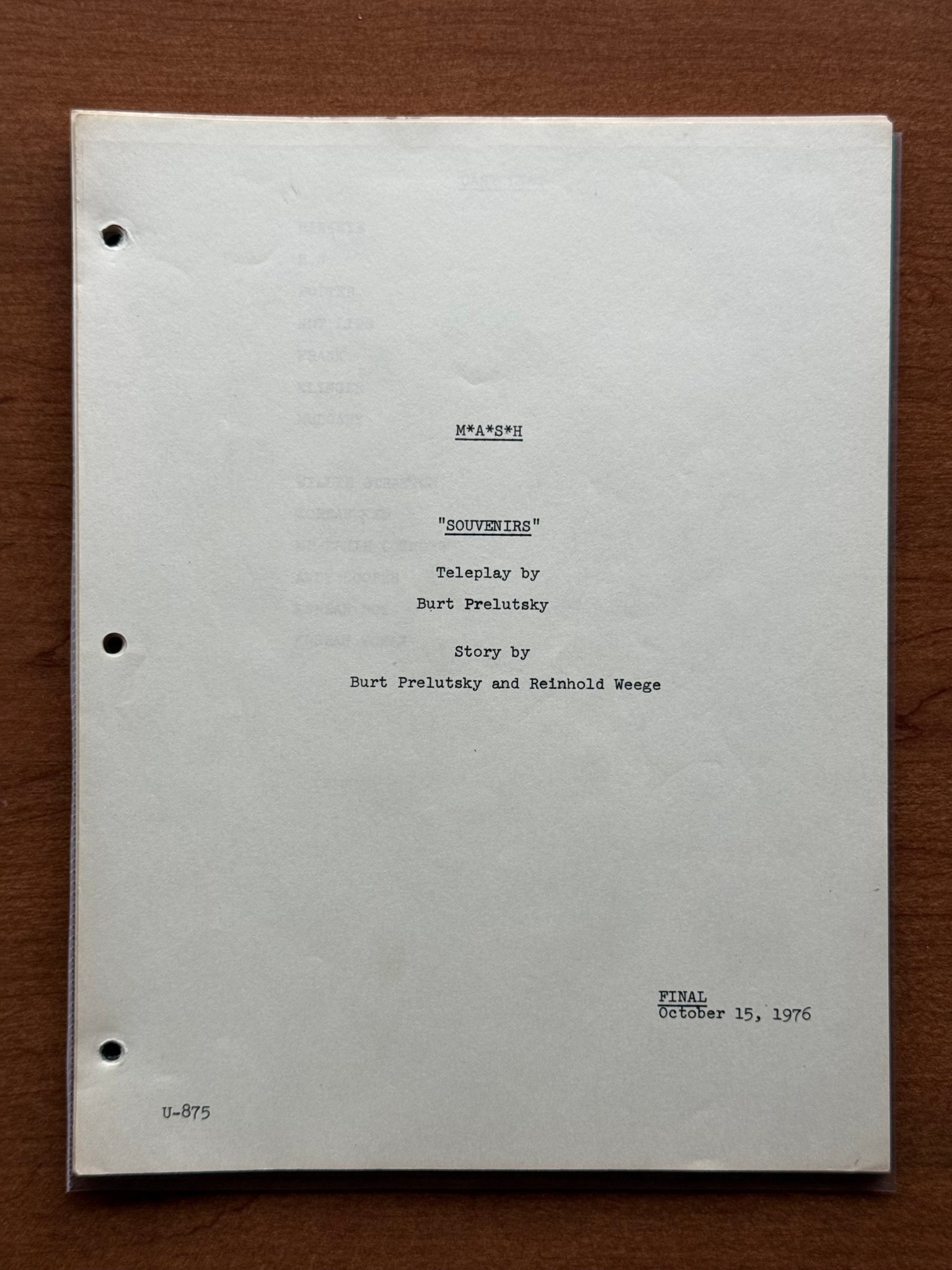 Script Spotlight 44: “Souvenirs” – The M*A*S*H Historian