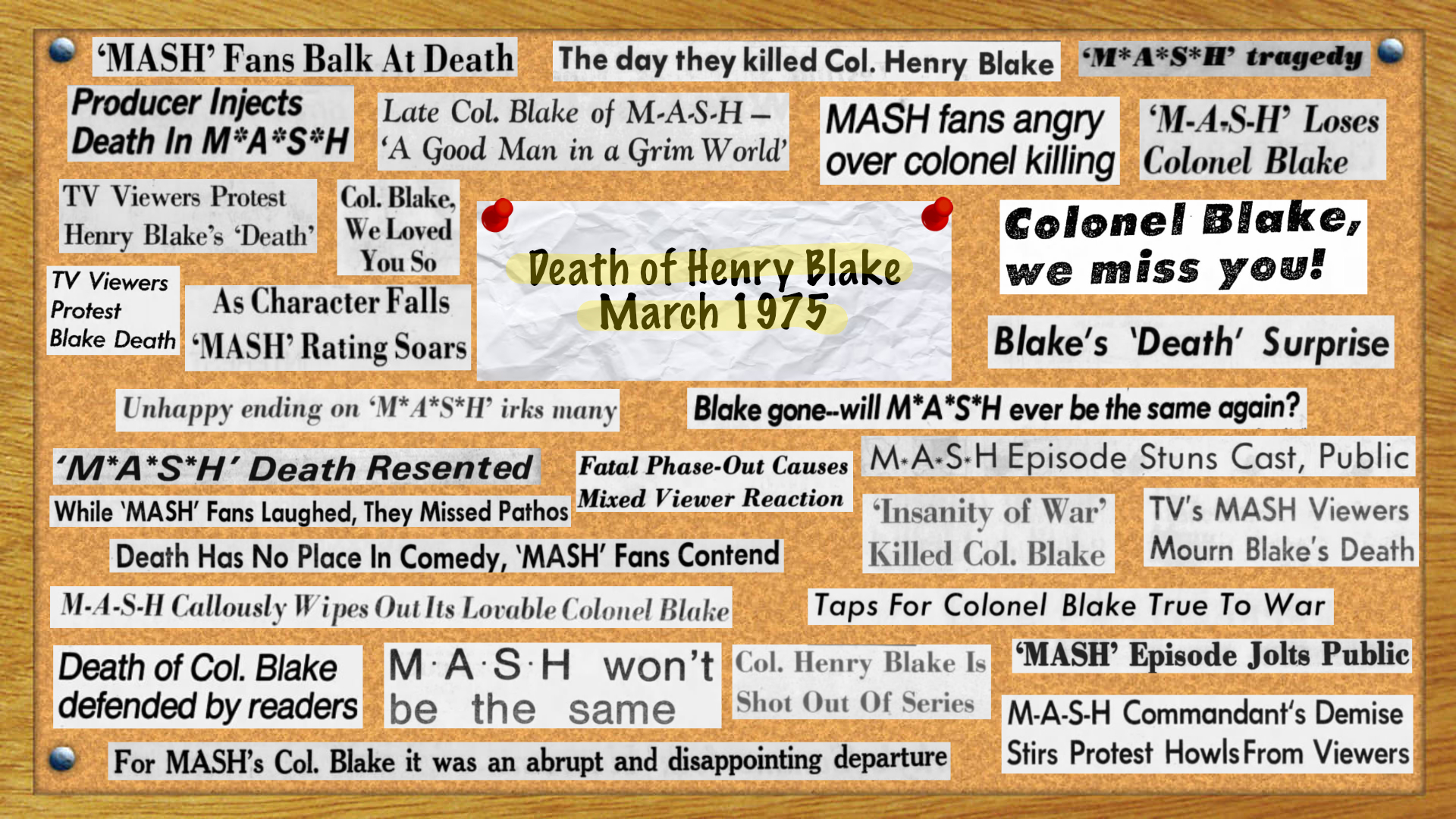 M*A*S*H Headlines 3: Death of Col. Henry Blake Garners Strong Reaction ...