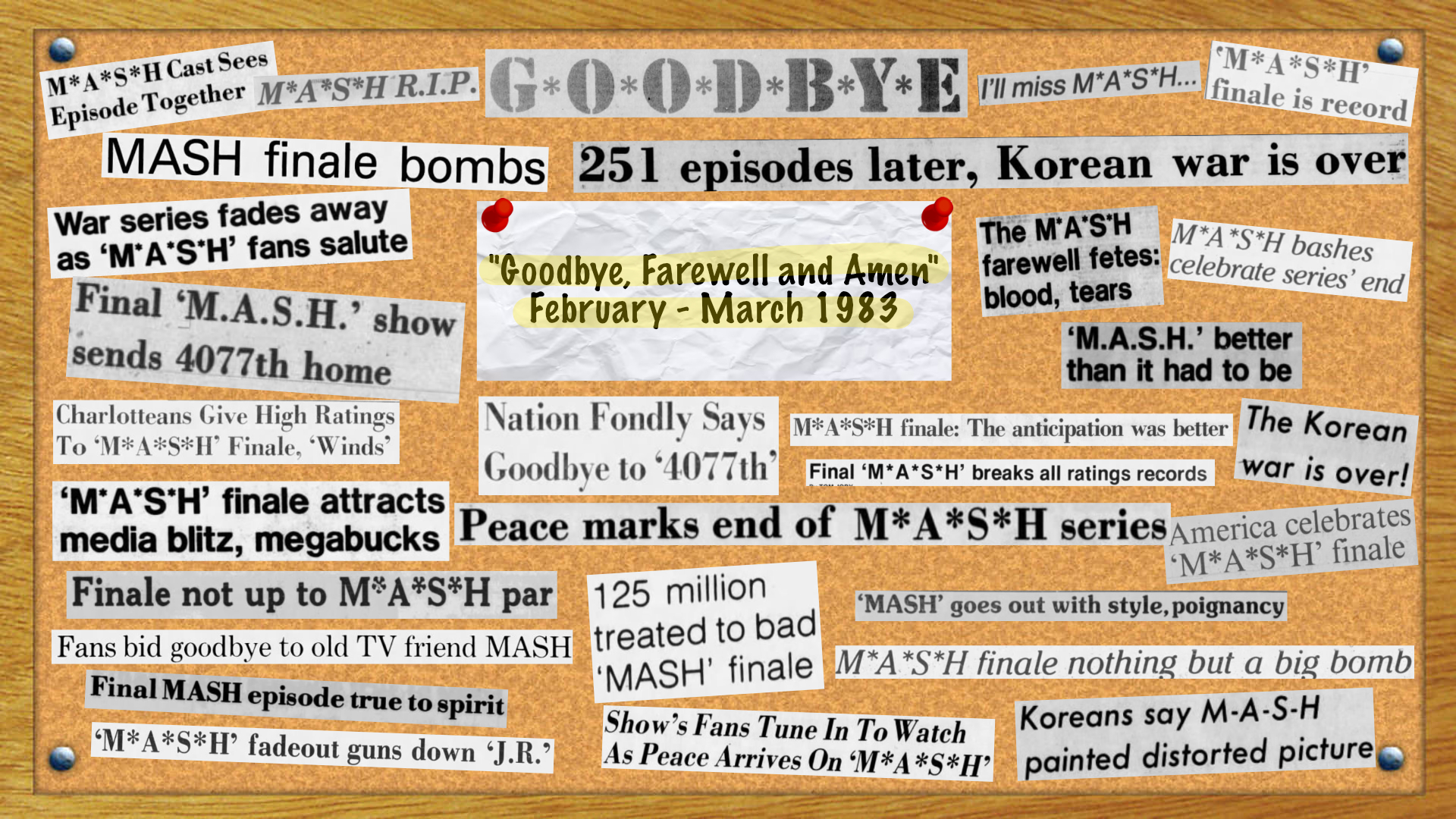 M*A*S*H Headlines 6: “Goodbye, Farewell and Amen” Gets Mixed Reviews ...